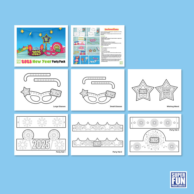 2025 new year party pack – Super Fun Printables